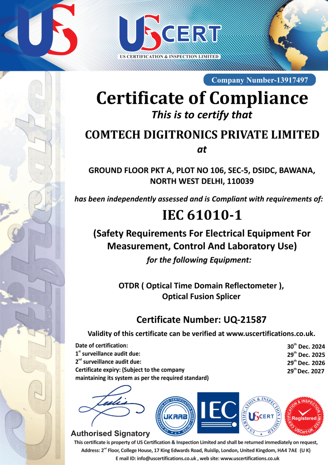 Certification – Comtech