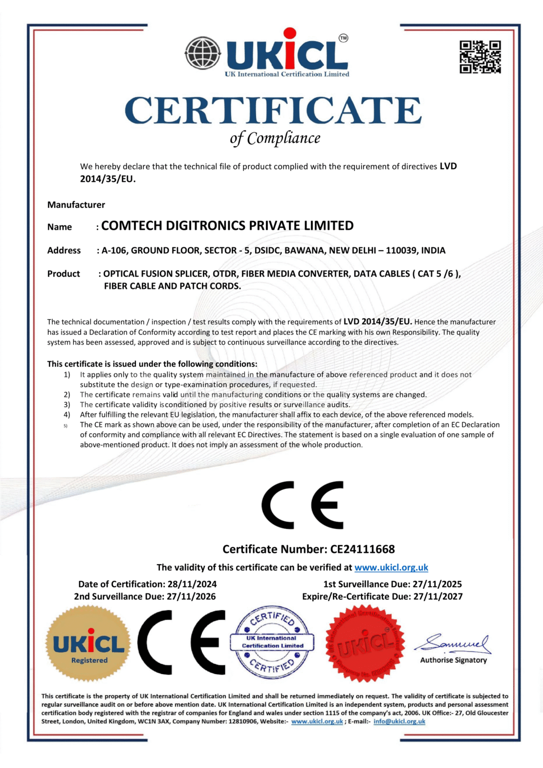 Certification – Comtech