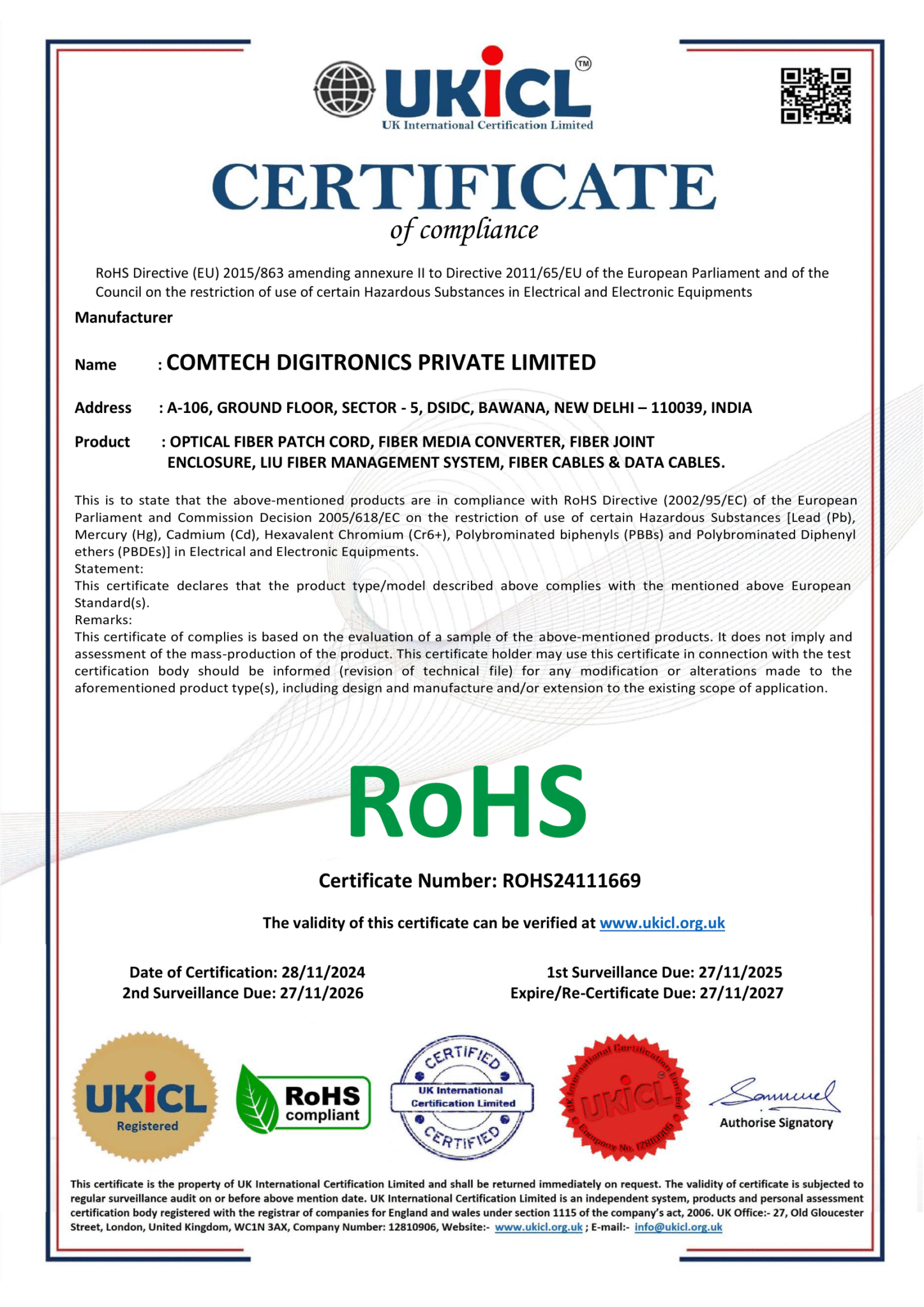Certification – Comtech